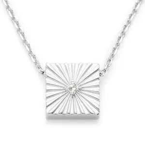 KOUREE Charm Pendant Necklace With White Topaz - Silver