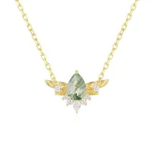 AZURA JEWELRY NEW YORK Moss Agate Gold Vermeil Necklace - Yellow