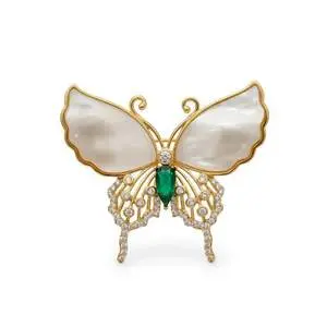 ANGEL BAROCCO Butterfly Brooch With Zircon Stones - Green