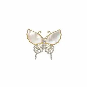 ANGEL BAROCCO Butterfly Brooch With Zircon Stones - White