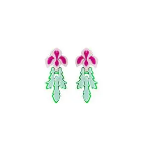 GISSA BICALHO Orchids And Leaves Acrylic Dangle Earrings - Pink