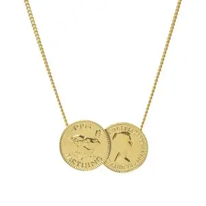 KATIE MULLALLY English Farthing Double Coin Pendant Necklace - Gold