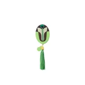 GISSA BICALHO Handmade Acrylic Mirror Bag With Fringe And Chain - Green