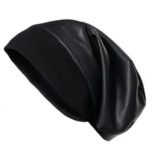 METAMORPHOZA Eco-leather Slouchy Beanie - Black