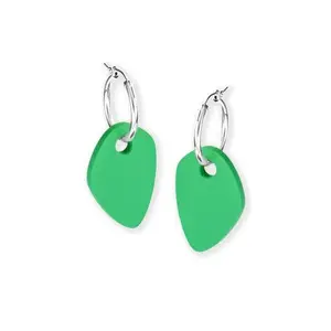BY CHAVELLI Modern Art Charm Hoop Earrings - Green