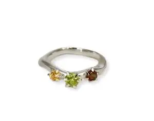 GEM ISLAND Gold Plated Aura Ring With Gemstones - Silver