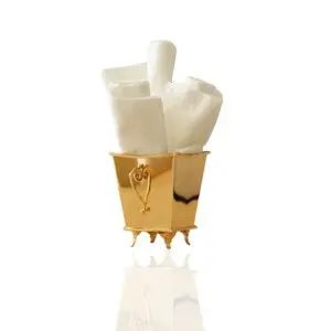 MARLETH Brass Napkin Holder With Ornate Feet - Gold