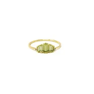 NASI SILVER Aaliyah Peridot And White Topaz Baguette Ring - Green