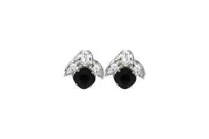 VICKISARGE Baby Bee Platinum Clip On Earrings Black