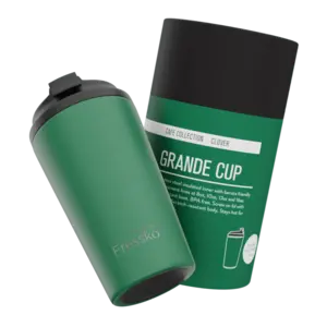 Fressko Grande 475ml/16oz Reusable Coffee Cup, Stainless Steel Clover - Green