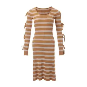 FULLY FASHIONING Alexandra Lacing Knit Dress - Gold