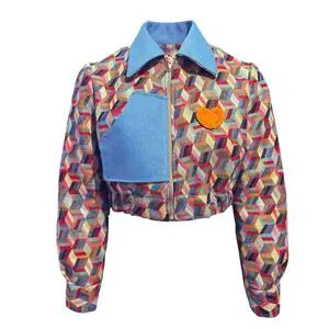 COUTURE TO YOUR DOOR Tapestry Cropped Art Deco Jacket - Orange