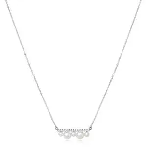 PEARLS OF THE ORIENT ONLINE Cultured Freshwater Pearl And Cubic Zirconia Bar Pendant Necklace - Silver/white