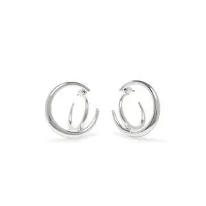 SHABELLA NYC Dimensional Hoop Earrings - Silver