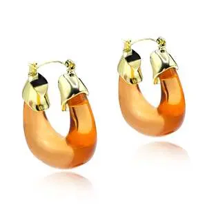 MICHAEL NASH JEWELRY Winslow Topaz Resin And Gold Hoop Earrings - Brown