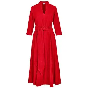 AT LAST... Chelsea Corduroy Midi Dress - Red