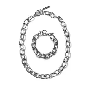OUTOFOFFICE Round Chain Necklace And Bracelet Set