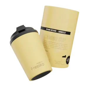 Fressko Camino 12oz/340ml Reusable Coffee Cup, Ceramic Limoncello - Yellow