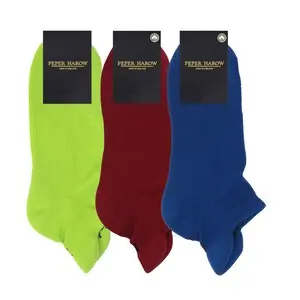 PEPER HAROW - MADE IN ENGLAND Organic Trainer Sport Socks Bundle - Blue/red