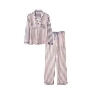 PRETTY YOU Pink / Grey Boyfriend Fit Striped Pyjama In Pink & Grey - Pink/grey