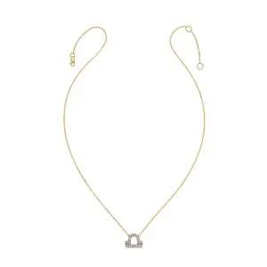 HEATHER HAWKINS Horoscope Zodiac Libra Scales Symbol Diamond Necklace - Gold