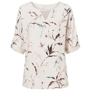 CONQUISTA Printed Satin Top With V Detail
