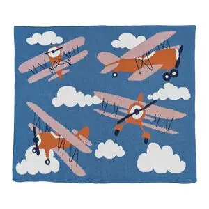 In2green Baby Cotton Knit Blanket Planes - Orange