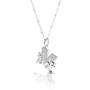 KASUN LONDON Silver Initial Pendant Necklace - Silver/white