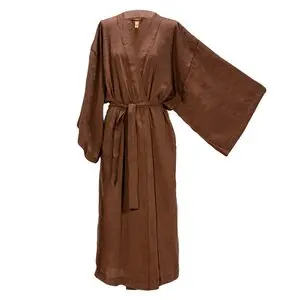CEVA CU DICHIS Long Vegan Silk Kimono - Brown
