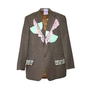 ACID CAT Oversized Collage Ruffle Tweed Blazer