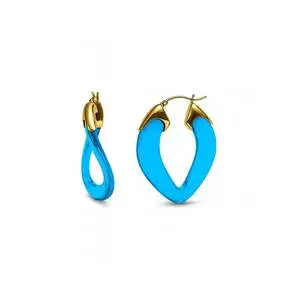 GOLD & HONEY Blue Topaz Curb Link Hoop Earrings - Gold/blue