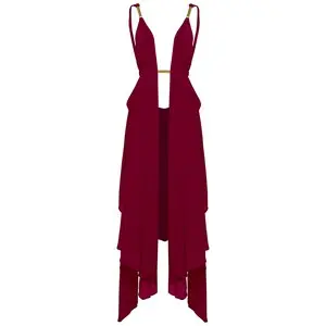 ANTONINIAS Clementine Beach Cover-up In Burgundy - Red