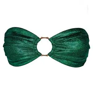 ENEZ SWIM Frida Glitter Bandeau Bikini Top - Green