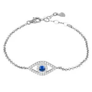 LATELITA Latelita Evil Eye Chain Bracelet With Sapphire Zirconia Silver/white/blue