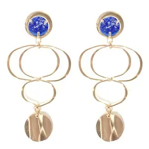 CASTLECLIFF Gold Tone Ajet Statement Earrings - Gold/blue