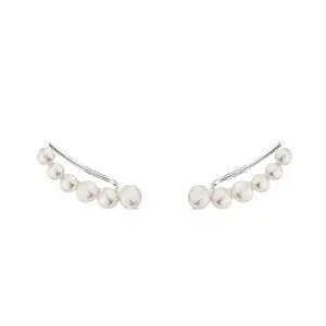 SALLY SKOUFIS Silver Luna Ear Climber With Natural White Pearl - Silver/white