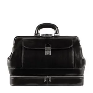 TIME RESISTANCE Italian Leather Doctor Bag - Black
