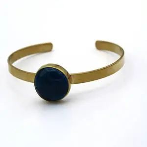LALA SALAMA Open Glass Bangle - Blue