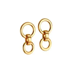 POSH TOTTY DESIGNS Hanging Hoop Charm Stud Earrings - Gold