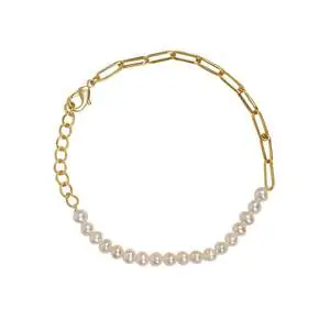LILA RASA Pearl And Link Chain Bracelet - Gold