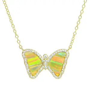 KAMARIA Butterfly Opal Pendant Necklace - Yellow