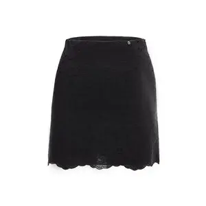 NISSA Embroidered Cotton Mini Skirt - Black