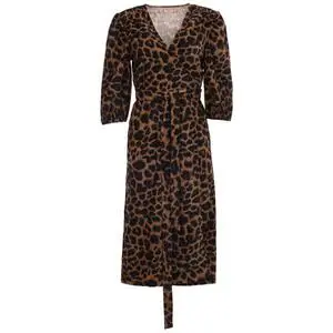 TRAFFIC PEOPLE Leopard Print Wrap Midi Dress