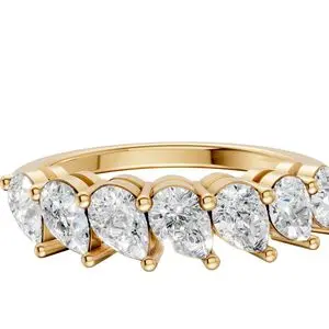 AYA FINE JEWELRY Aya Fine Jewelry Pear Cut Lab Diamond Half Eternity Ring 1.07 Ctw In 14k Gold