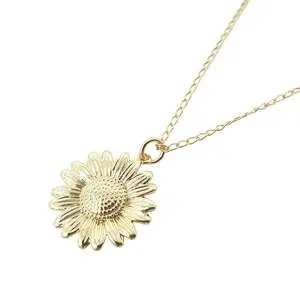 HARFI Sun Flower Charm Plated Necklace - Gold