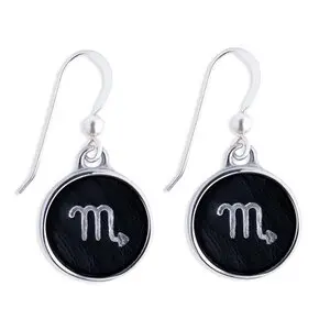 N'DAMUS LONDON Scorpio Leather Earrings - Silver/black