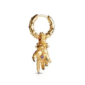 KASUN LONDON Hand Of The Protector Amethyst Vermeil Earrings - Gold