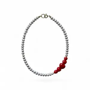 LARSUU Amour No. Three Pearl Necklace - Red/white