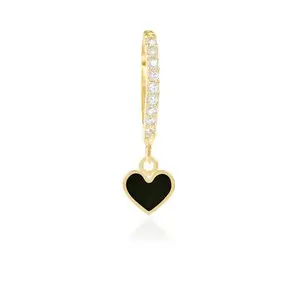C.J.M Heart Sparkle Huggie Earring - Black