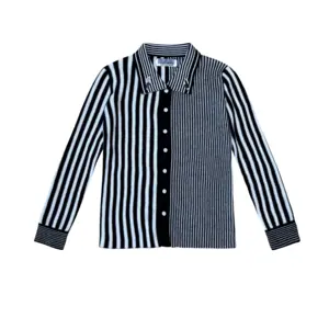 LONDON ATELIER BYPRODUCT Striped Merino Wool Shirt With Embroidery - Black/grey